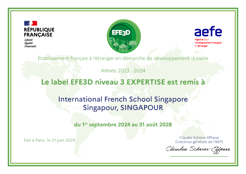 Sustainability at IFS - IFS - International French School - Singapore